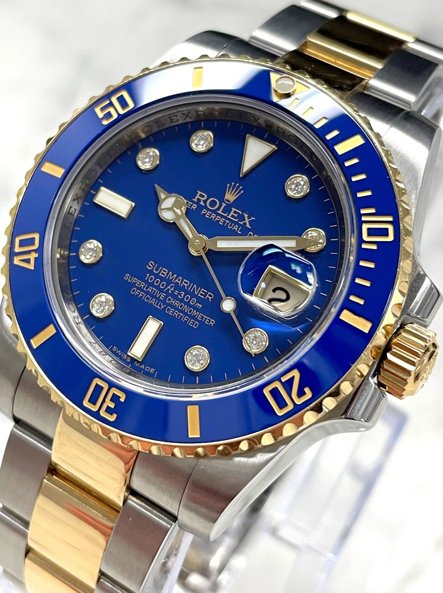 Rolex - 116613LB - Submariner Date Two Tone - Flat Blue Diamond Dial | Luxury Watches | Buy ...