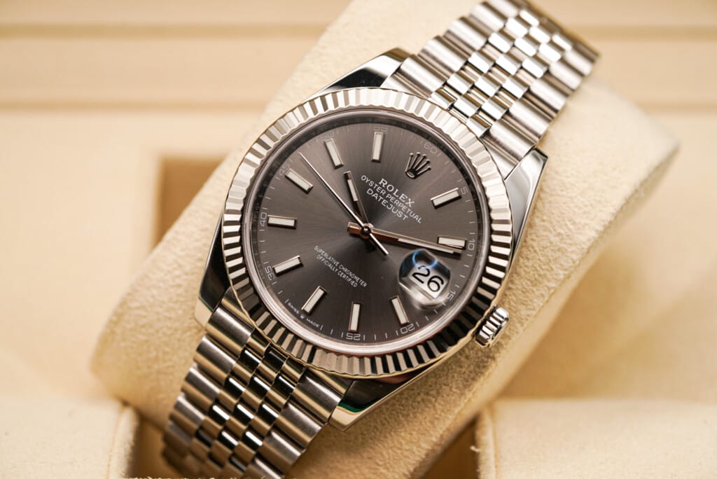 Rolex Datejust 41 126334 Dark Rhodium Slate Dial Fluted Bezel Jubilee ...
