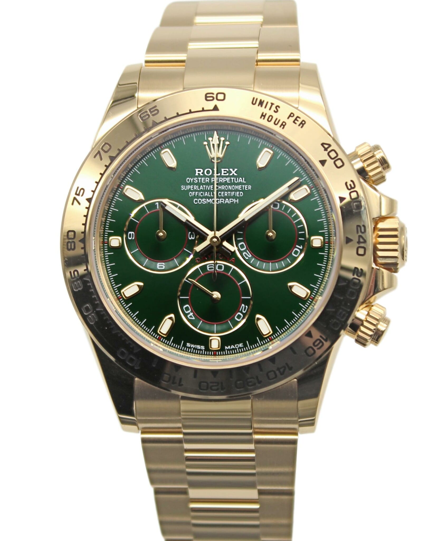 Rolex Cosmograph Daytona 18k Yellow Gold 40mm Green Dial 116508 ...