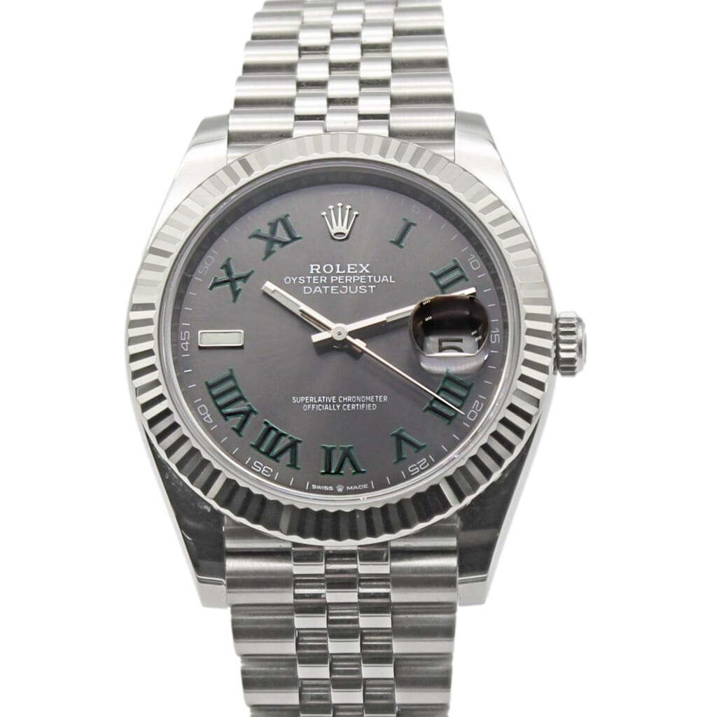 Rolex Datejust 41 Stainless Steel Fluted Bezel Jubilee Bracelet Wimbledon Dial 126334 - Luxury ...