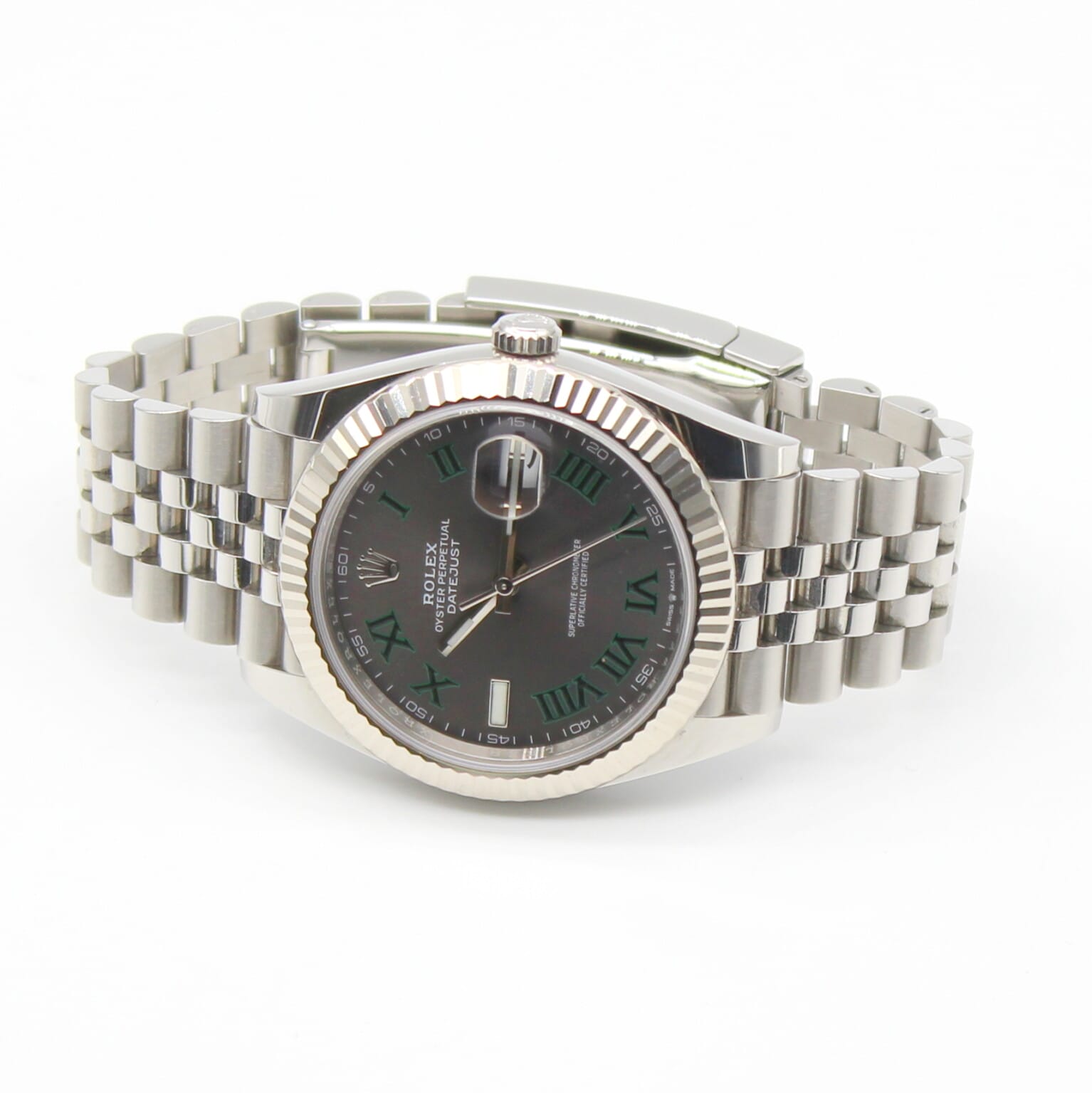 Rolex Datejust 41 Stainless Steel Fluted Bezel Jubilee Bracelet Wimbledon Dial 126334 - Luxury ...