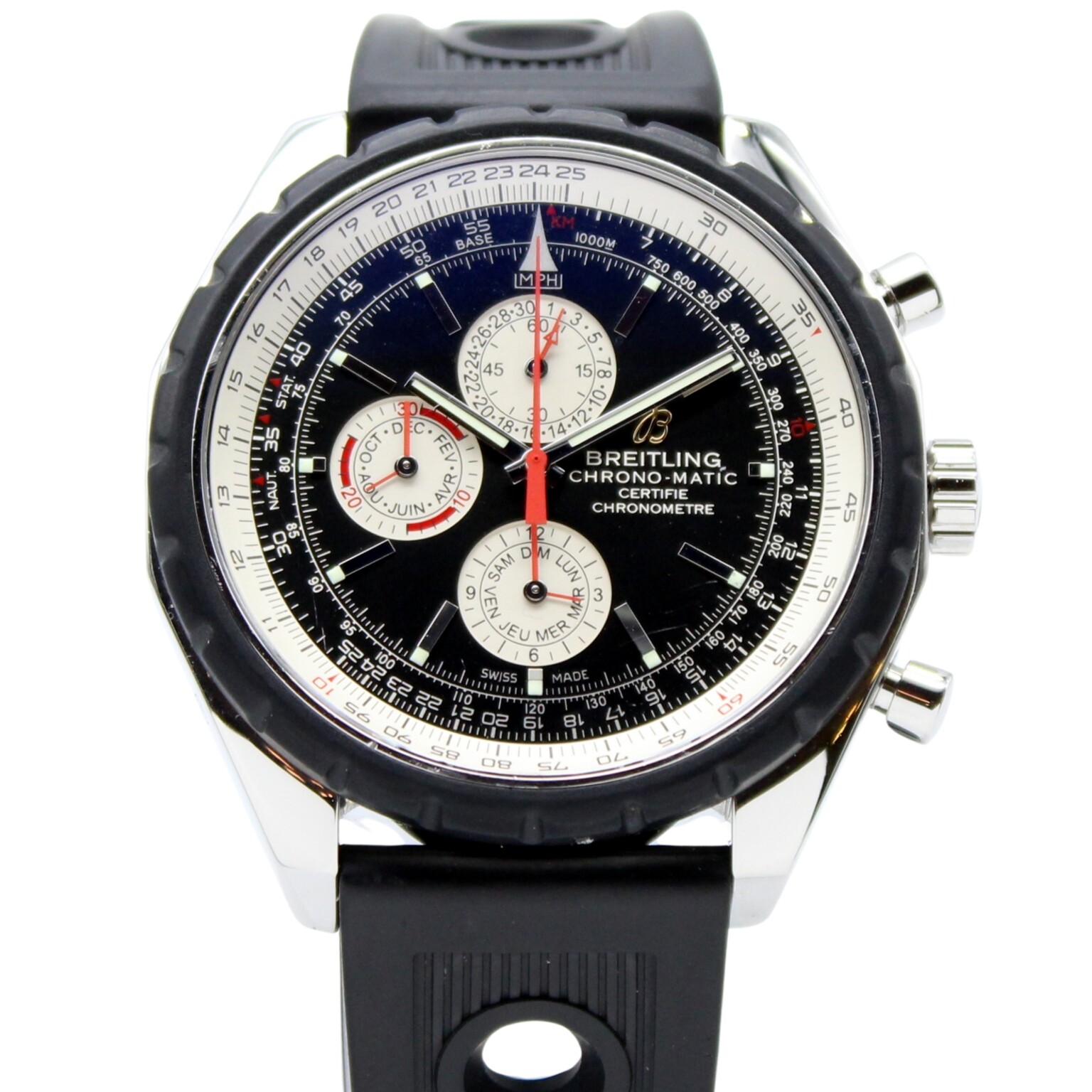 Breitling Chrono-Matic 1461 Navitimer Perpetual Calendar Black Dial ...