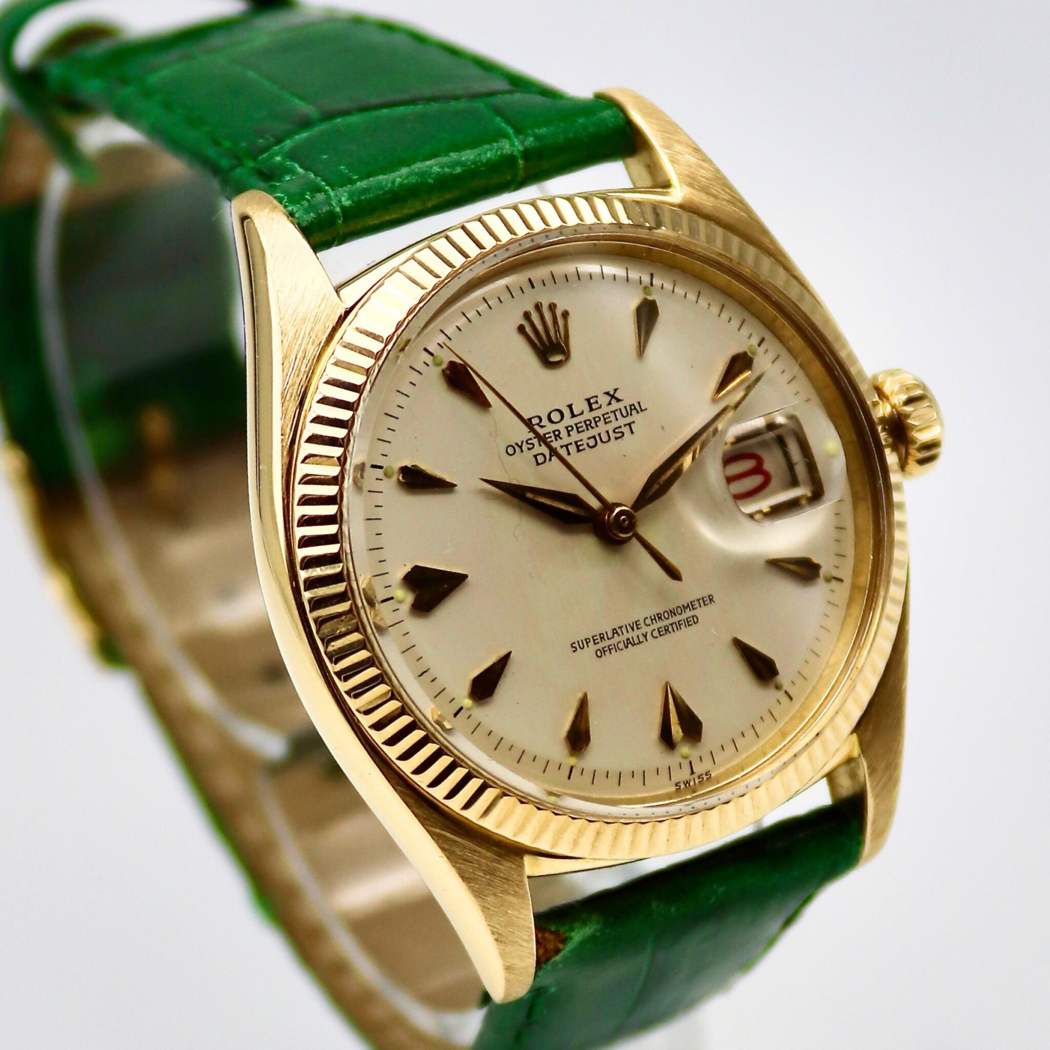 Rolex Datejust 36mm White Dial 18k Yellow Gold 6605 - Luxury Watches ...