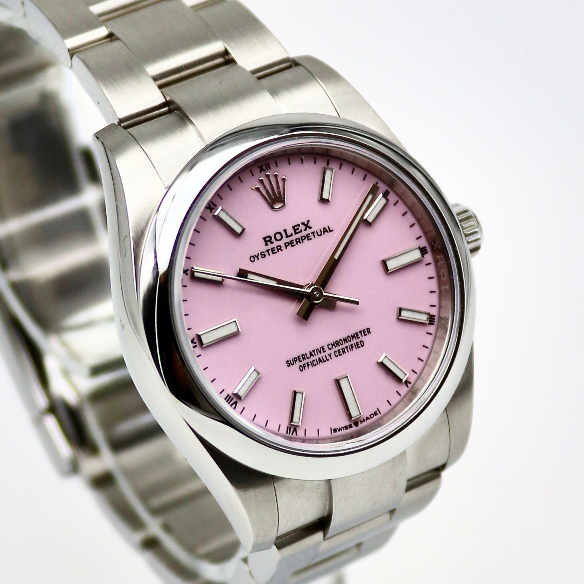 Rolex Oyster Perpetual 34mm Candy Pink Dial Stainless Steel 124200 ...